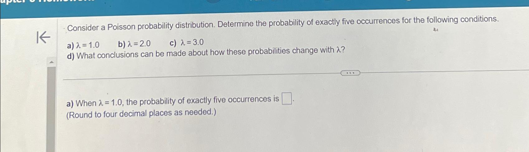 Solved Consider a Poisson probability distribution. | Chegg.com