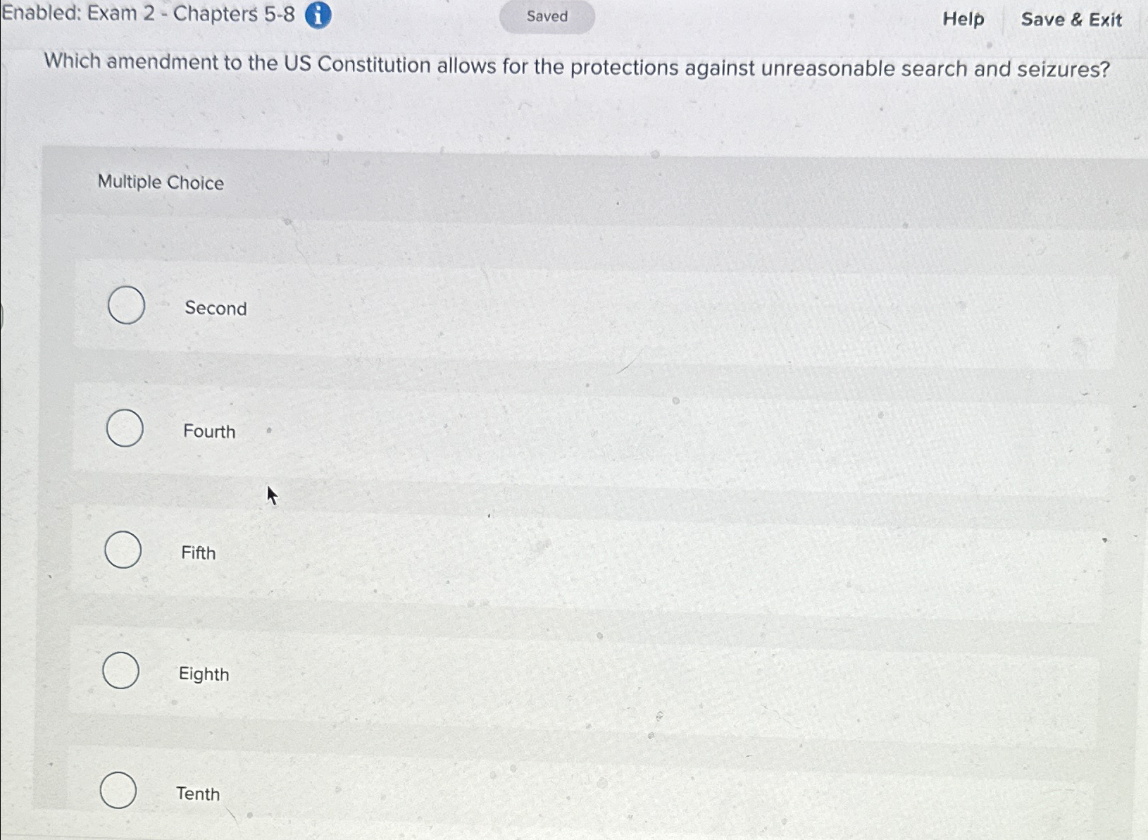 Solved Enabled: Exam 2 - ﻿Chapters 5-8HelpSave & ExitWhich | Chegg.com