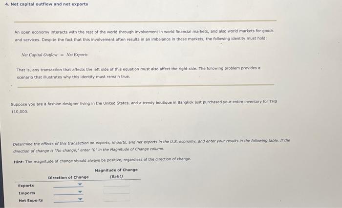 Solved 4. Net capital outflow and net exports An open | Chegg.com