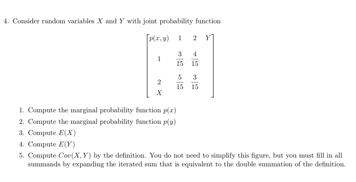 Solved Consider random variables x ﻿and Y ﻿with joint | Chegg.com