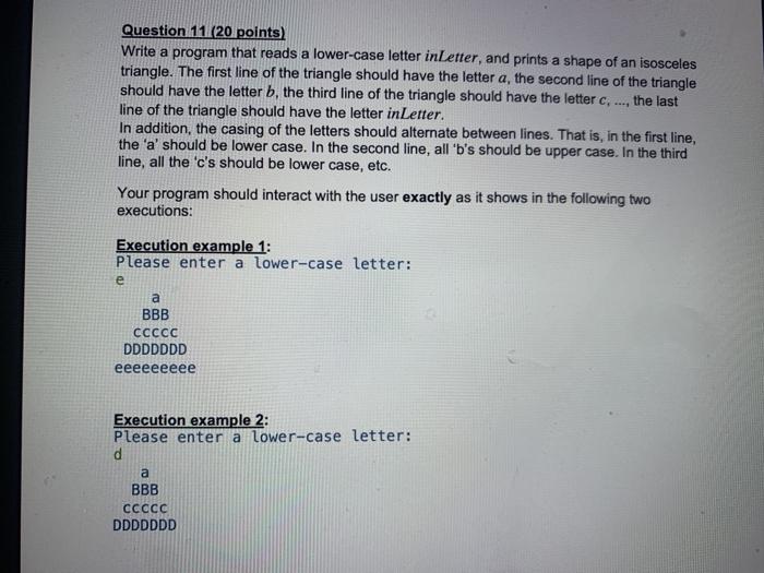 Solved 2.1 Question 11/20 points) Write a program that reads | Chegg.com