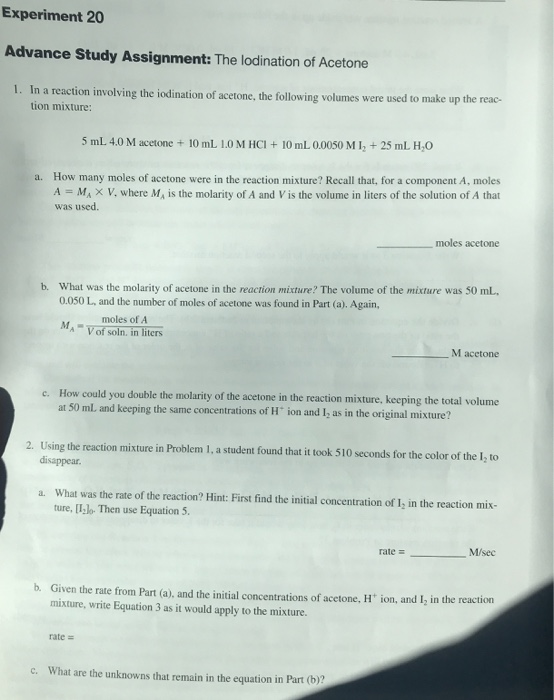 Solved Experiment 20 Advance Study Assignment: The | Chegg.com