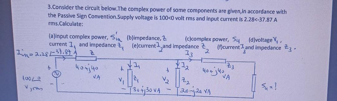 Solved 3.Consider the circuit below. The complex power of | Chegg.com