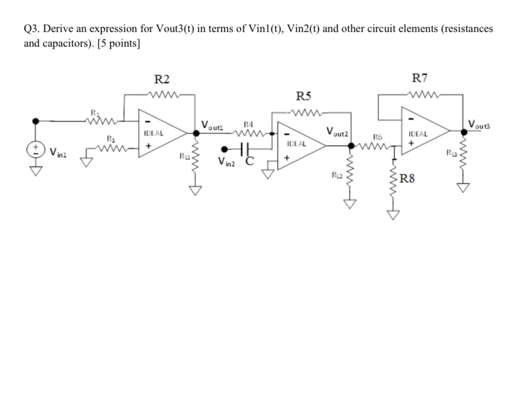 Solved Q3. ﻿Derive an expression for Vout3(t) ﻿in terms of | Chegg.com