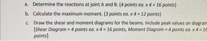 Solved 4.)a. Determine the reactions at joint A and B. ( 4 | Chegg.com