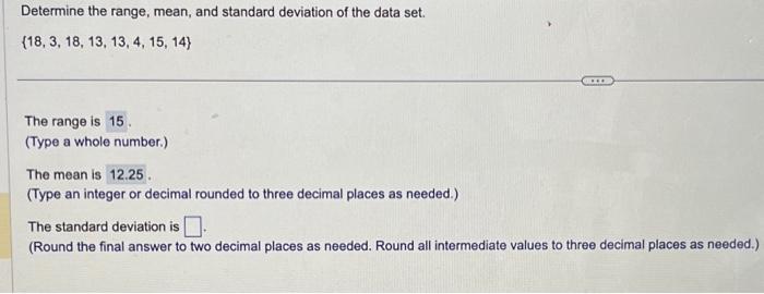 Solved Determine the range, mean, and standard deviation of | Chegg.com