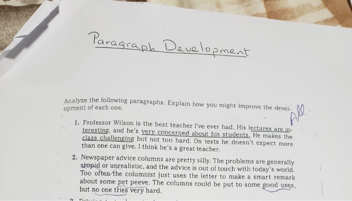 Solved Paragraph Development Analyze the following | Chegg.com