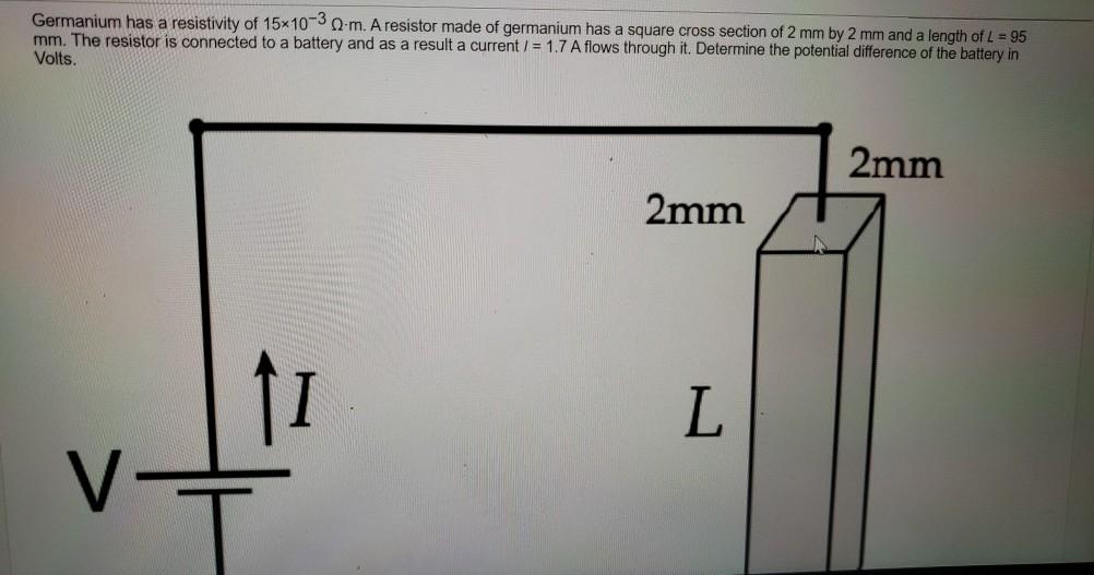 Solved Germanium has a resistivity of 15x10-30-m. A resistor | Chegg.com