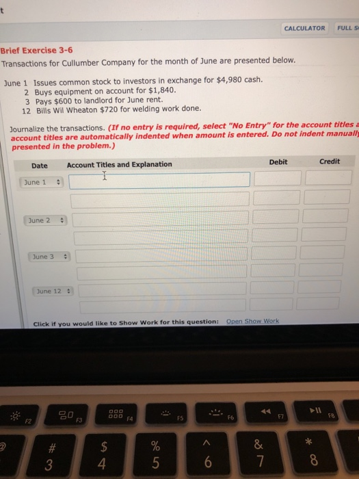 Solved CALCULATOR FULL S Brief Exercise 3-6 Transactions for | Chegg.com Solved CALCULATOR FULL S Brief Exercise 3-6 Transactions for | Chegg.com