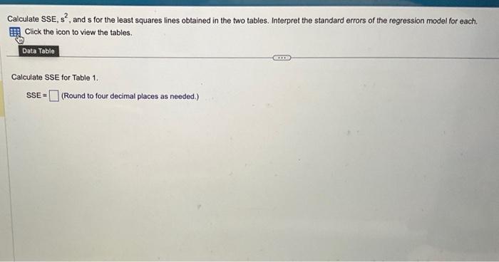 Solved calculate the SSE , S^2 and the S for each of the | Chegg.com