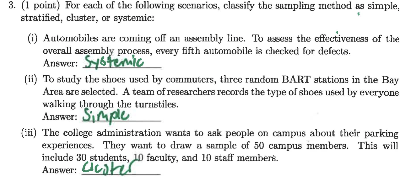 Solved 3. (1 ﻿point) ﻿For each of the following scenarios, | Chegg.com