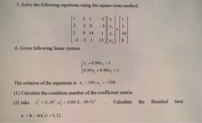 Solved 5. Solve the following equations using the square | Chegg.com