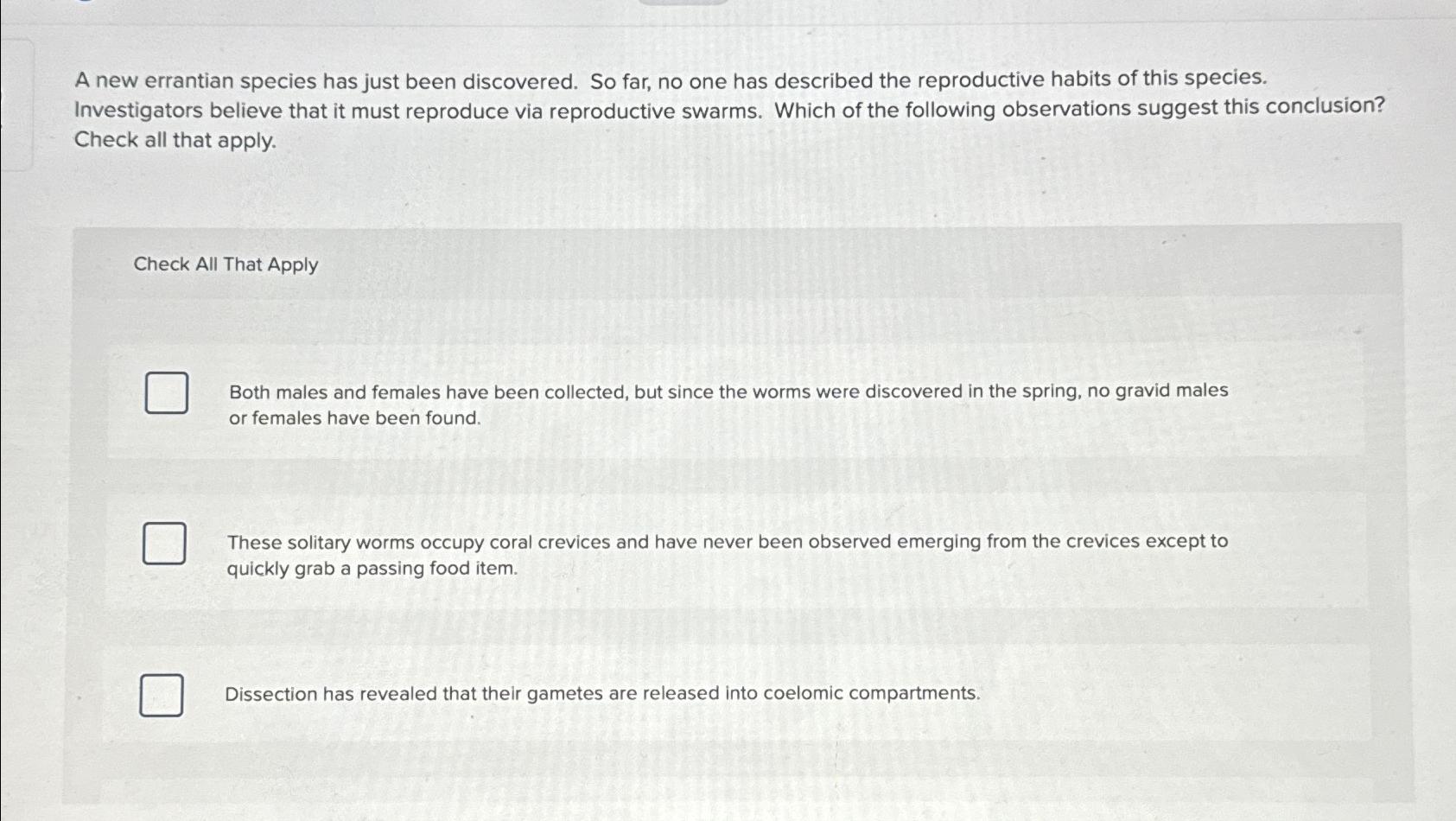 Solved A new errantian species has just been discovered. So | Chegg.com