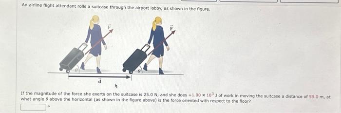 Solved An airline flight attendant rolls a suitcase through | Chegg.com