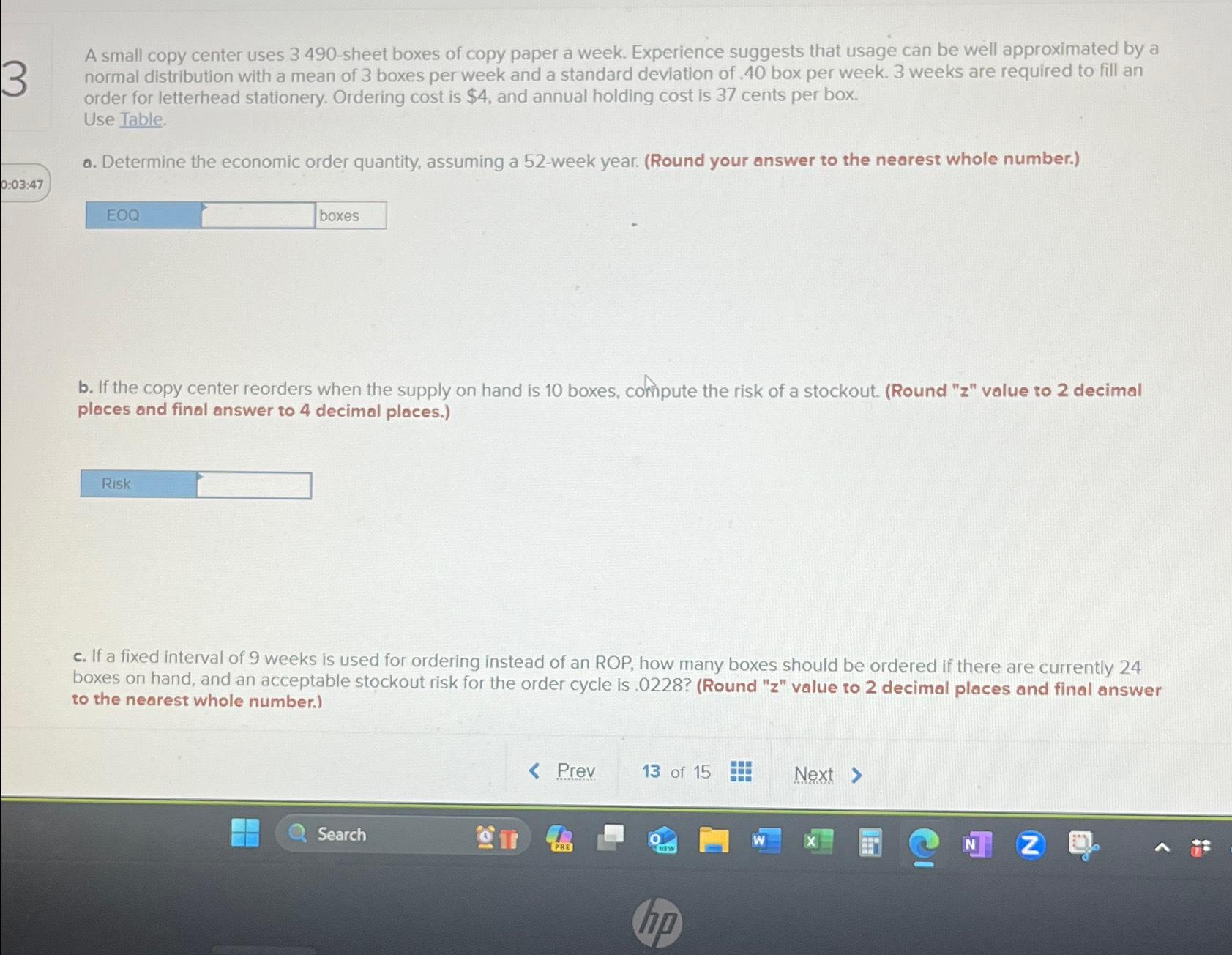 Solved A small copy center uses 3490 -sheet boxes of copy | Chegg.com