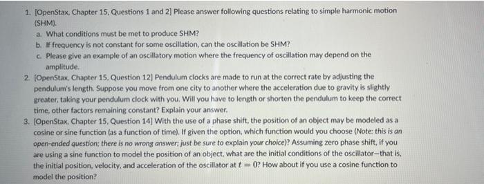 Solved 1. OpenStax, Chapter 15. Questions 1 and 2] Please | Chegg.com
