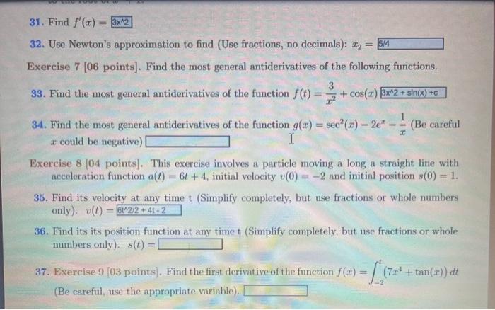 Solved 31. Find f′(x)=3x∧2 32. Use Newton's approximation to | Chegg.com