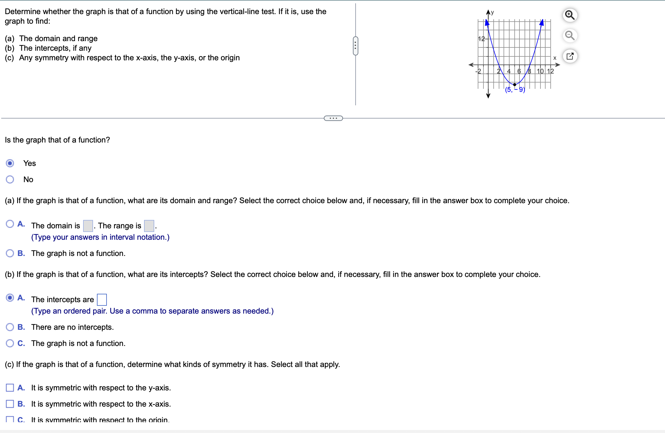 Solved Determine whether the graph is that of a function by | Chegg.com