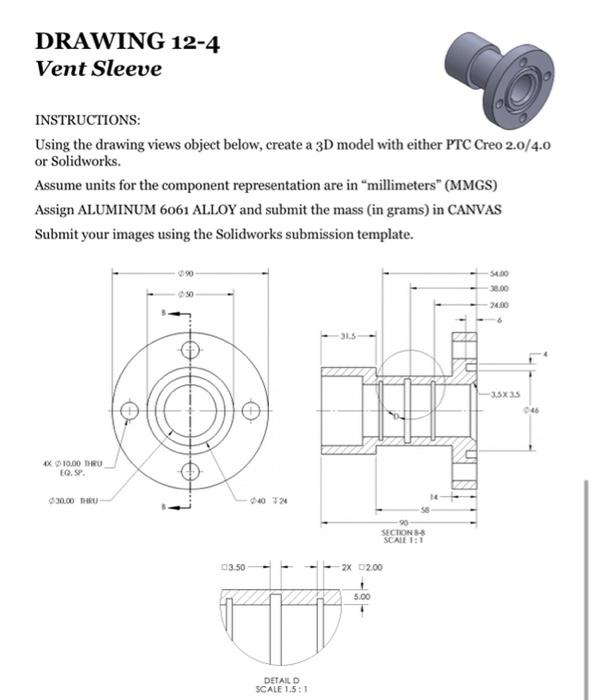 Solved INSTRUCTIONS: Using the drawing views object below, | Chegg.com