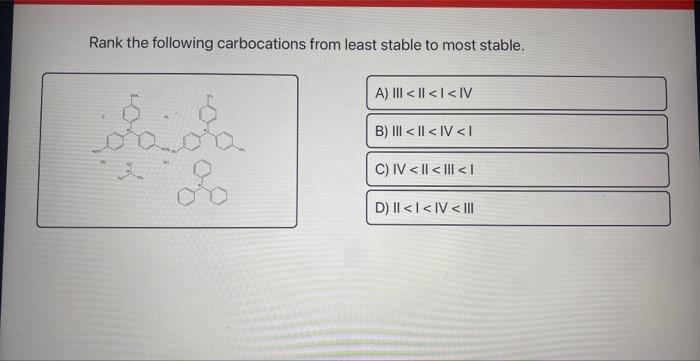 Solved Rank the following carbocations from least stable to | Chegg.com