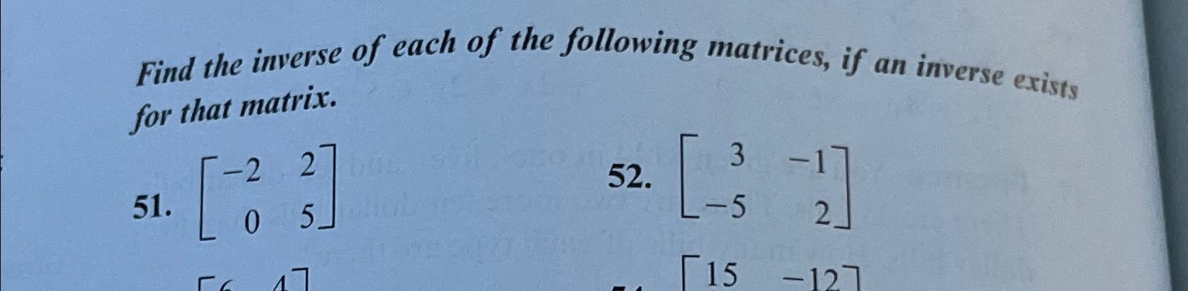 Find the inverse of each of the following matrices, | Chegg.com
