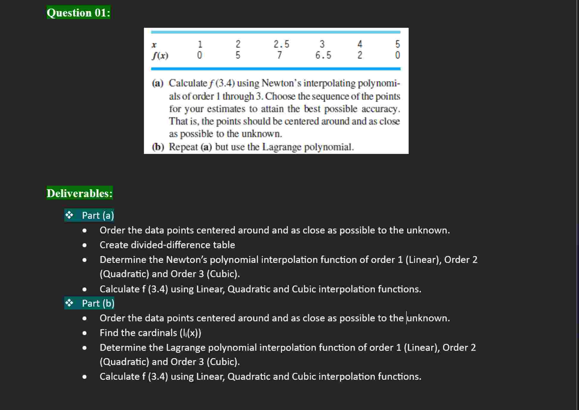 Solved (a) ﻿Calculate \( ﻿f(3.4) \) ﻿using Newton's | Chegg.com