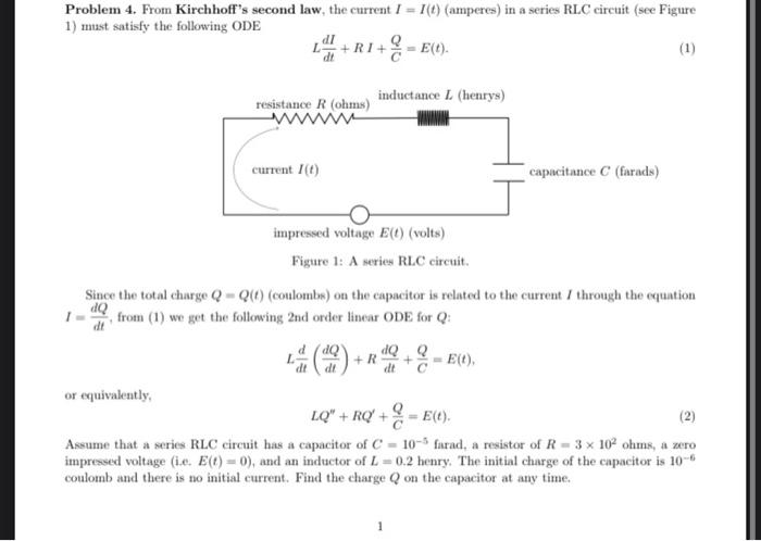 Solved Problem 4. From Kirchhoff's second law, the current | Chegg.com