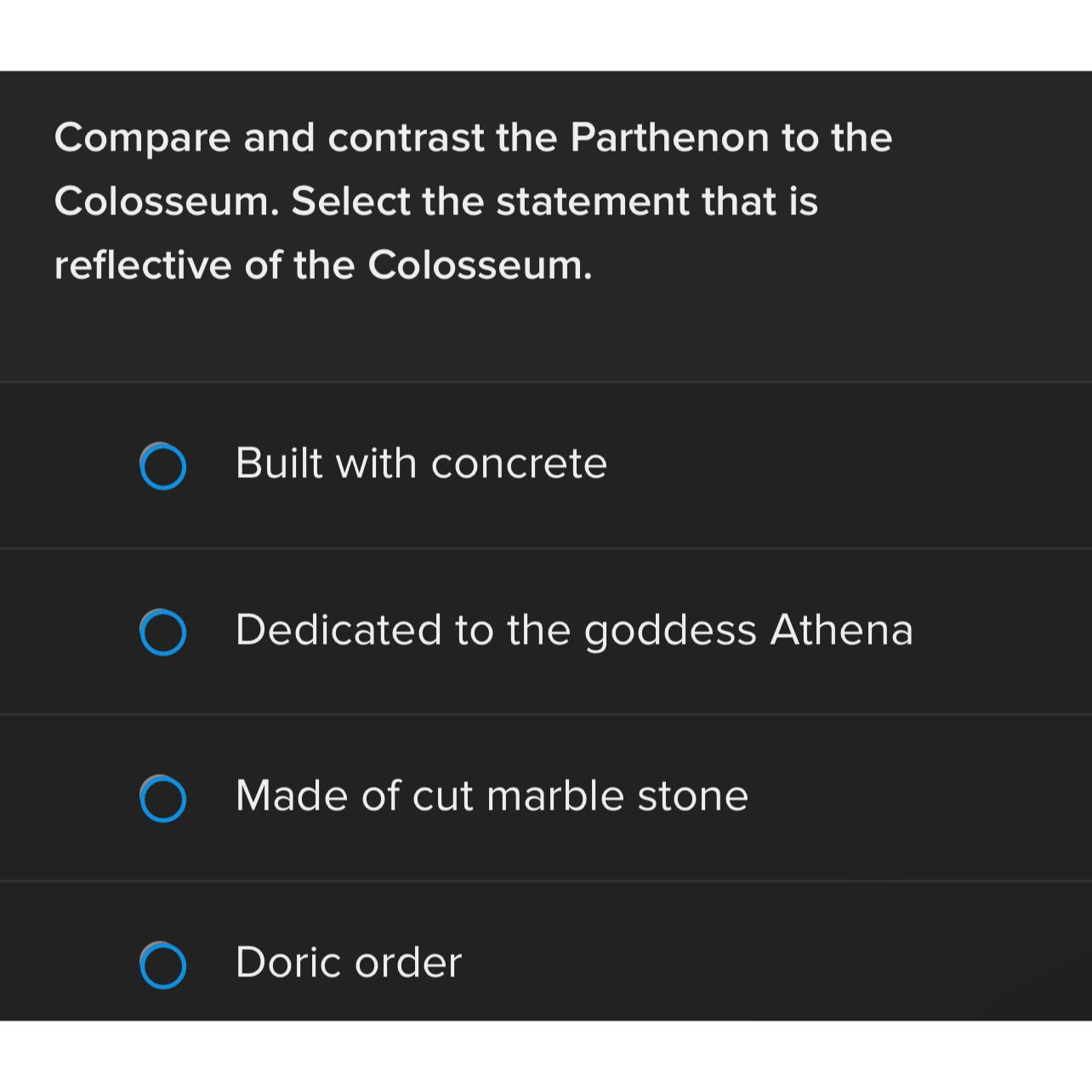Solved Compare and contrast the Parthenon to the Colosseum. | Chegg.com
