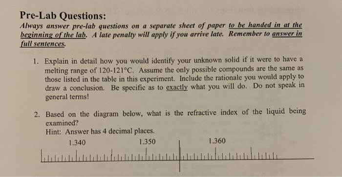 Solved Pre-Lab Questions: Always answer pre-lab questions on | Chegg.com