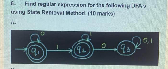 Solved 5- Find regular expression for the following DFA's | Chegg.com