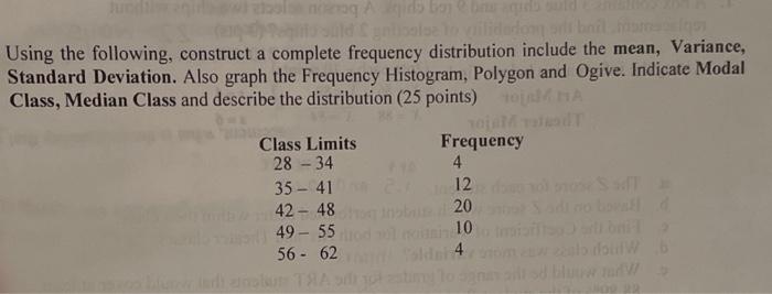 Solved Using the following, construct a complete frequency | Chegg.com