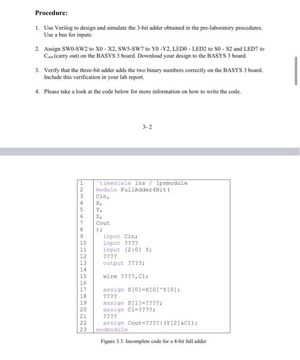Solved Procedure: 1. Use Verilog to design and simulate the | Chegg.com