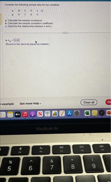 Solved Consider the following sample data for two variables. | Chegg.com