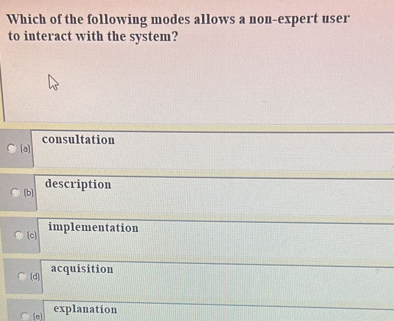 Solved Which of the following modes allows a non-expert user | Chegg.com