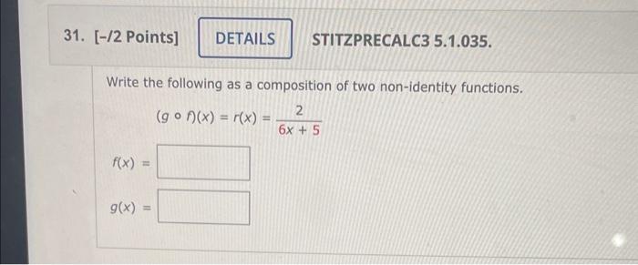 Solved Write the following as a composition of two | Chegg.com
