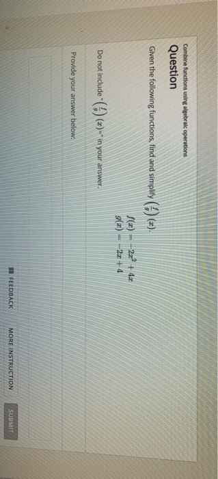 Solved Combine Functions Using Algebraic Operations Question