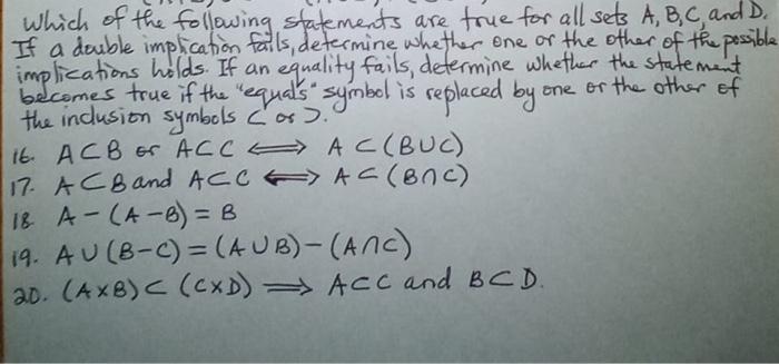 Solved Which of the following statements are true for all | Chegg.com