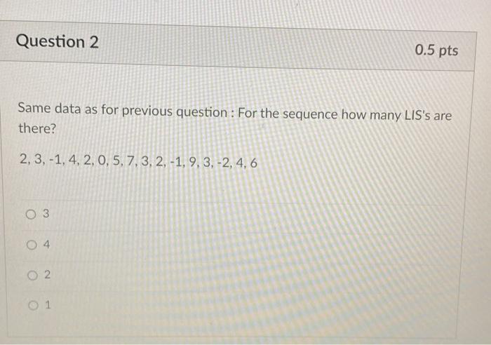 Solved Same data as for previous question: For the sequence | Chegg.com