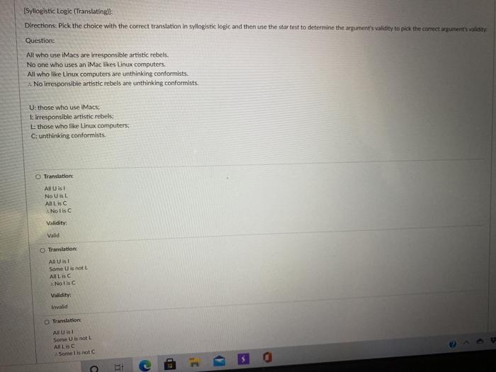 Solved [Syllogistic Logic (Translating!): Directions: Pick | Chegg.com