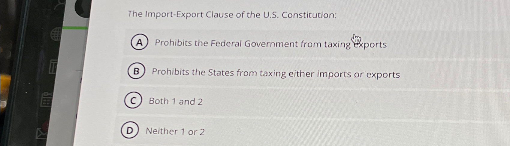 Solved The Import-Export Clause of the U.S. | Chegg.com
