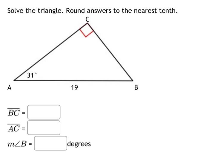 Solved Solve the triangle. Round answers to the nearest | Chegg.com