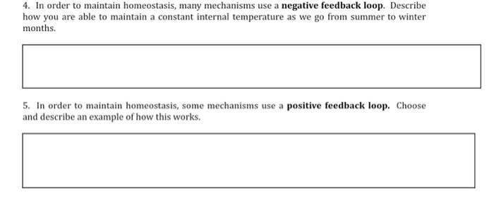 Solved 4. In order to maintain homeostasis, many mechanisms | Chegg.com