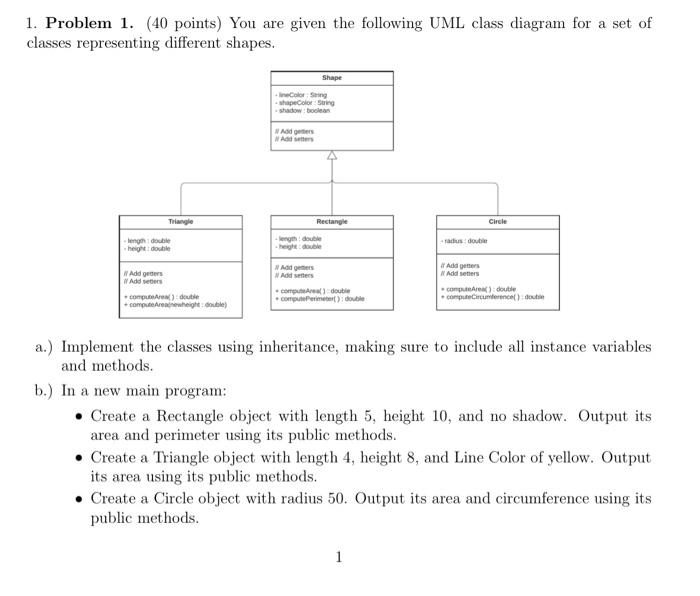 Solved 1 Problem 1 40 Points You Are Given The Following 