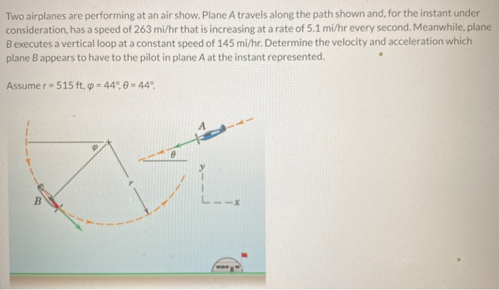 Solved Two airplanes are performing at an air show. Plane A | Chegg.com