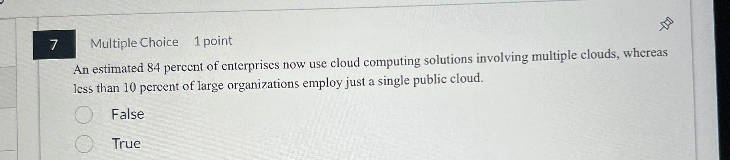 Solved 7Multiple Choice 1 ﻿pointAn estimated 84 ﻿percent of | Chegg.com