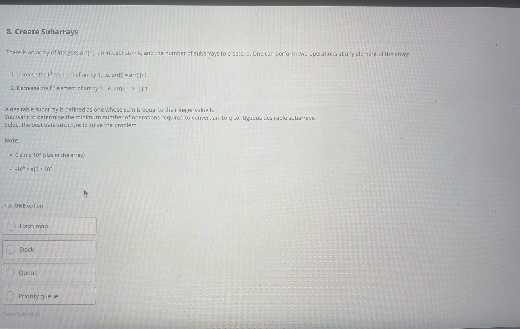 Solved 8. ﻿Create SubarraysALLThere is an array of integers | Chegg.com