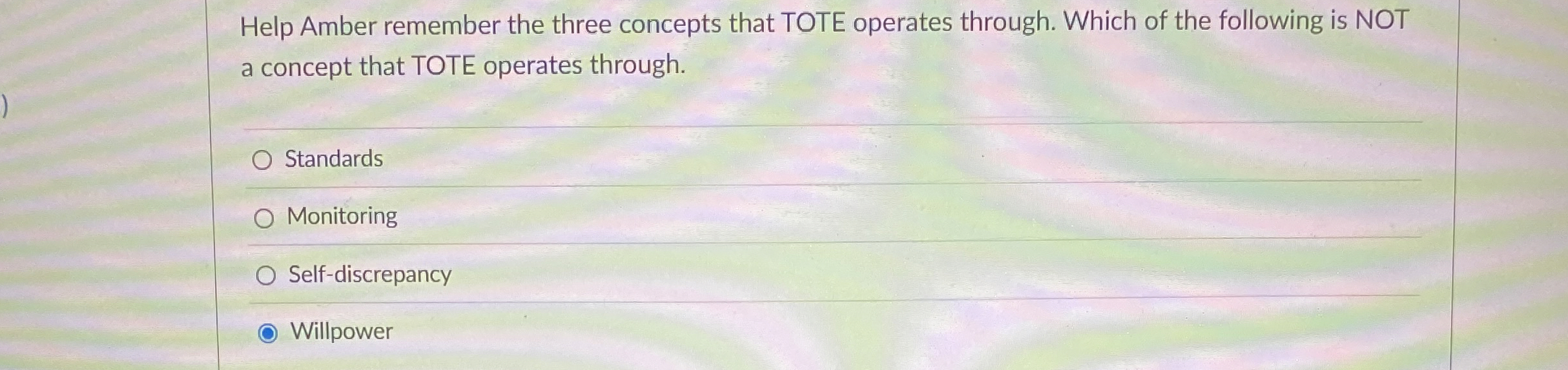 Solved Help Amber remember the three concepts that TOTE | Chegg.com