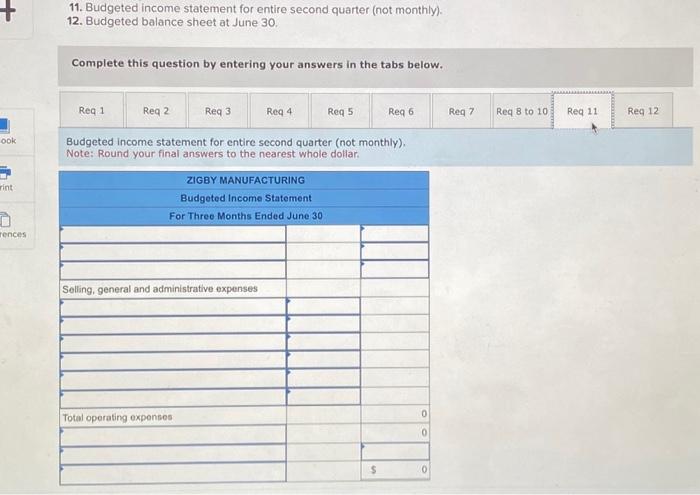 Solved 11. Budgeted income statement for entire second | Chegg.com