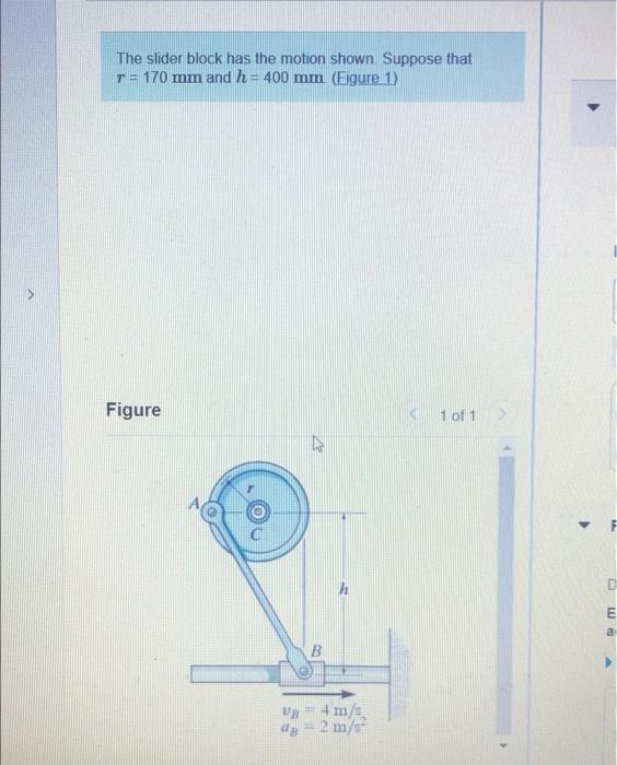Solved The slider block has the motion shown. Suppose that r | Chegg.com