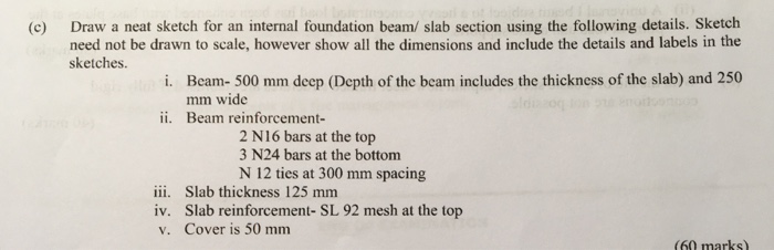 Solved Draw a neat sketch for an internal foundation beam/ | Chegg.com